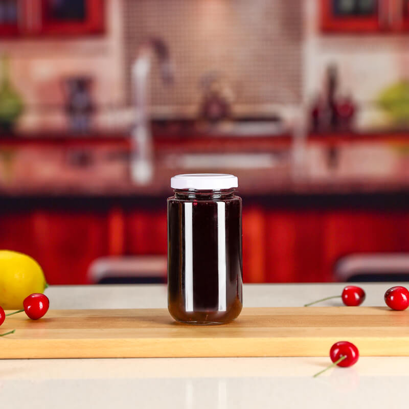 TW Lug Cap 8oz Tall Cylinder Fruit Jam Glass Jar