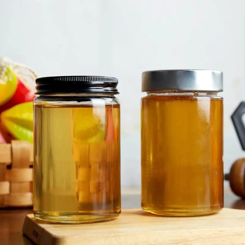 375ml Cylinder Honey Ergo Glass Jar with Metal Cap