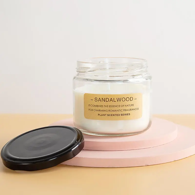 12oz Deodorizing Candles Glass Jar with 82TW Lug Lid