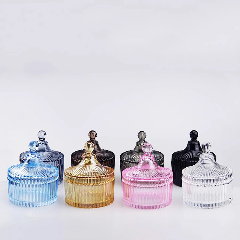 European Style Striped Candle Jar & Candy Jar