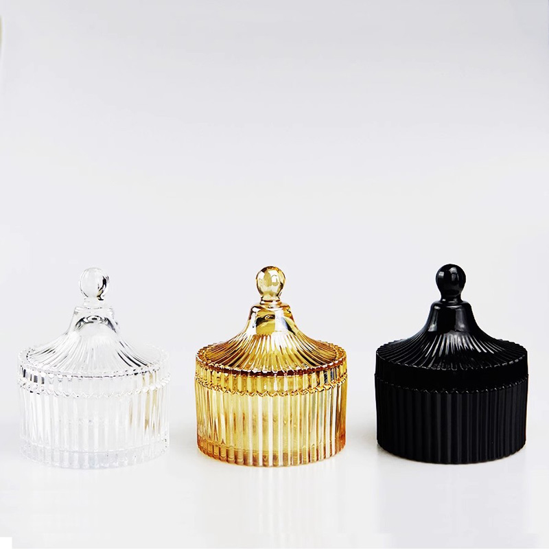 European Style Striped Candle Jar & Candy Jar